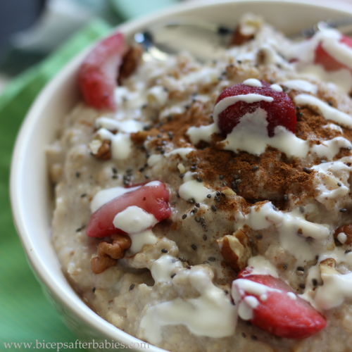 Creamy Cinnamon Protein Oatmeal {Pro-Oats} | Biceps After Babies
